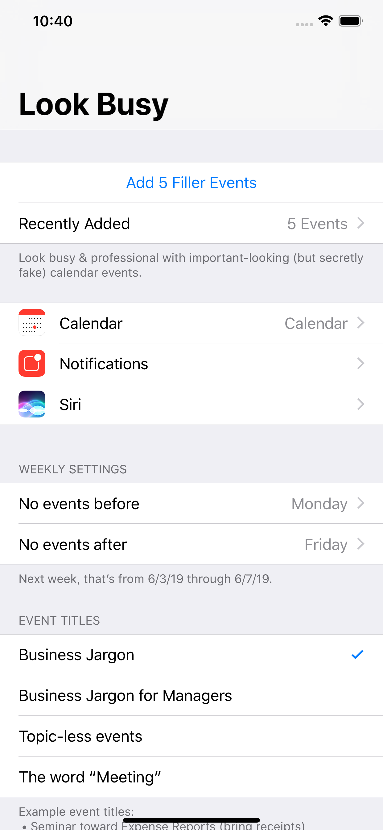Look Busy - Fake Calendar Events for iOS